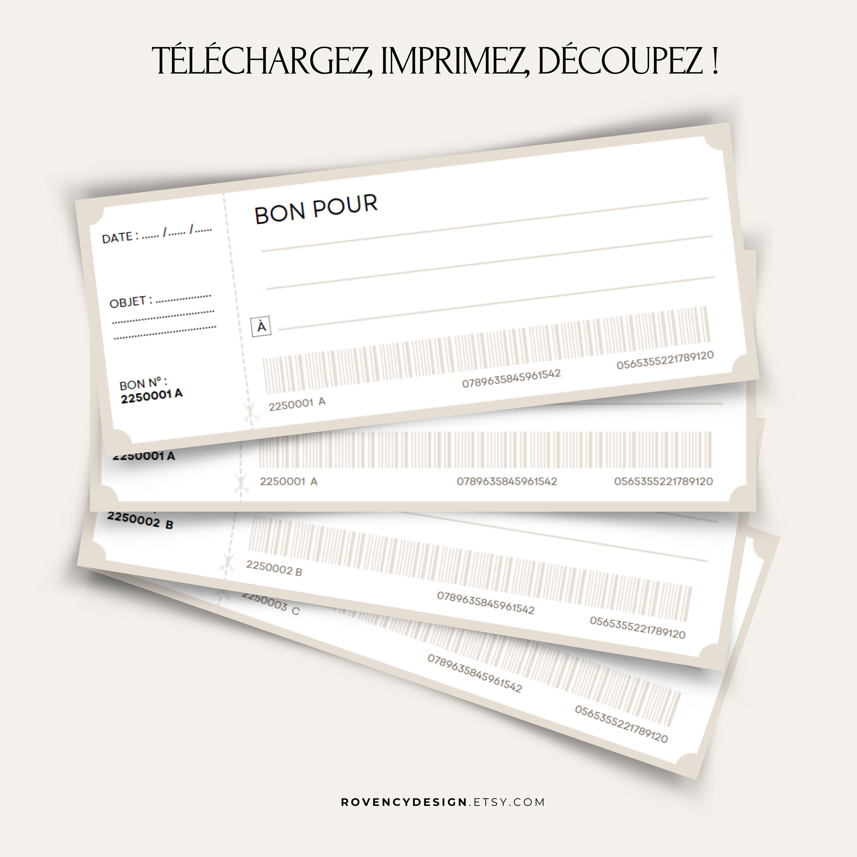 Carnet de Bons à Imprimer en Français, Chéquier de Bons Cadeaux à ... Carnet de Bons à Imprimer en Français, Chéquier de Bons Cadeaux à ...