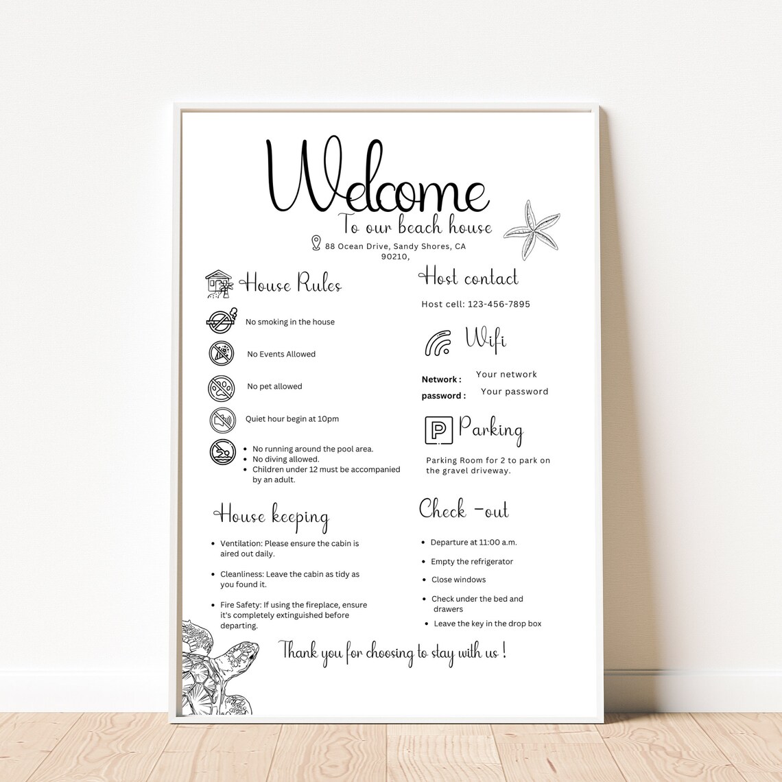 Welcome Book Airbnb Beach, Airbnb Welcome Sign, Canva Template ...