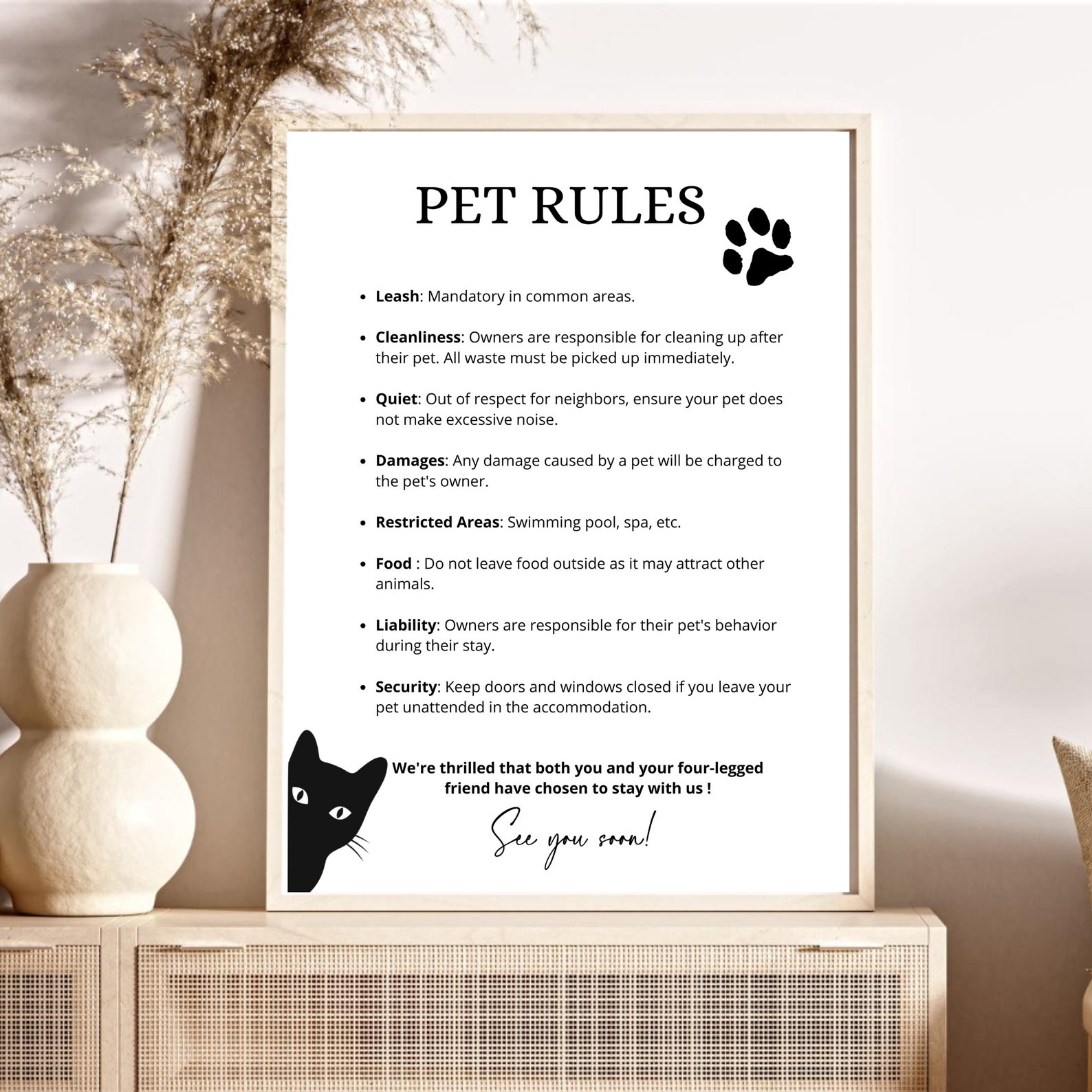AIRBNB Canva Template, Pet Rules Sign, Airbnb Pet Rules, Canva Template ...