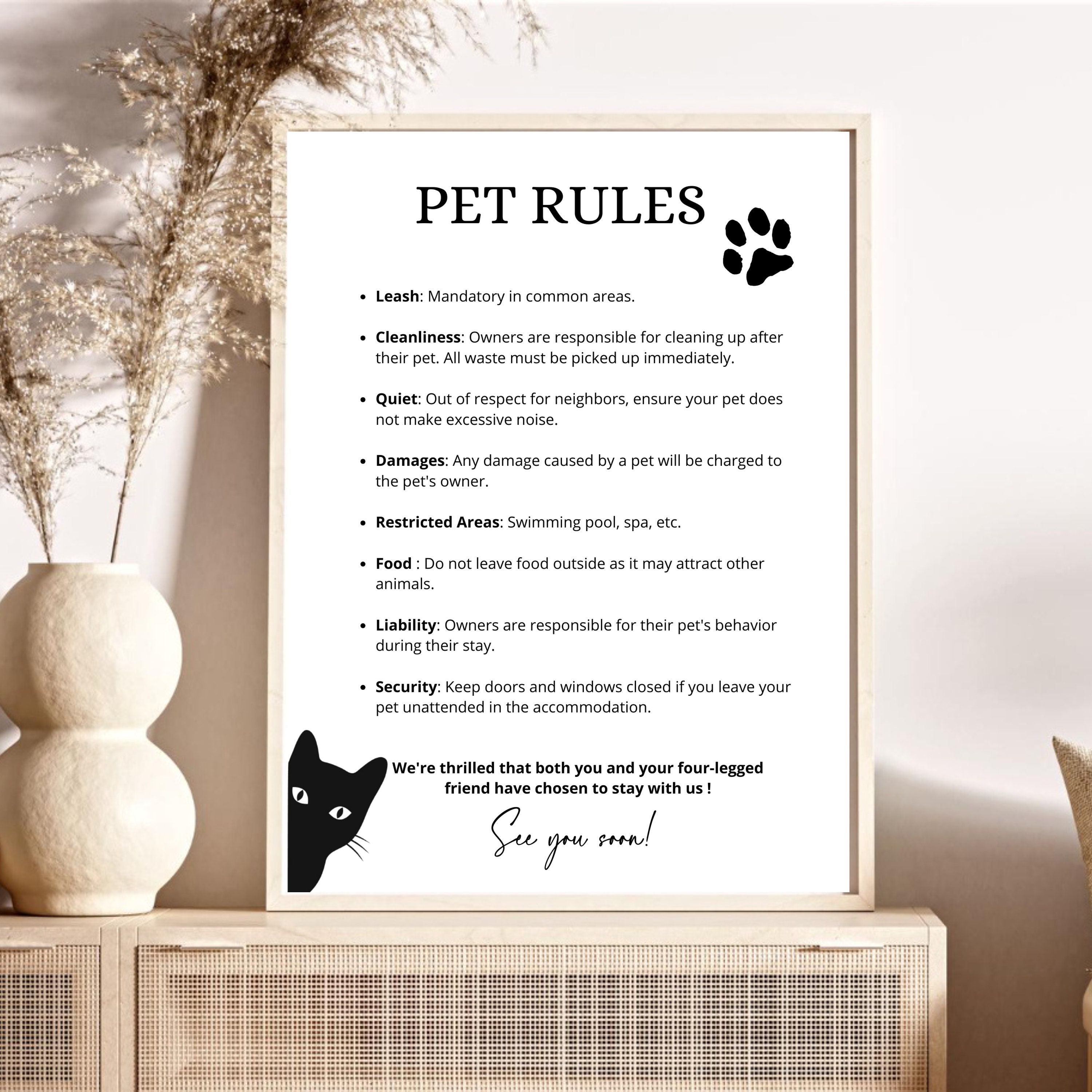 AIRBNB Canva Template, Pet Rules Sign, Airbnb Pet Rules, Canva Template ...