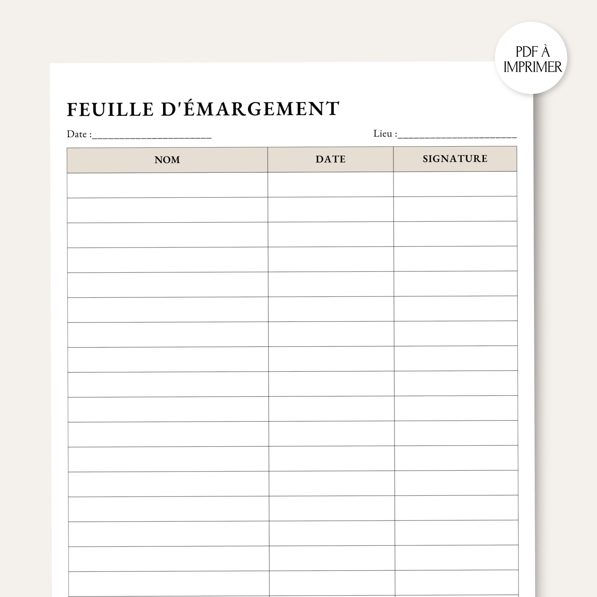 Feuille d'émargement pour le nettoyage à imprimer, nettoyage des ...