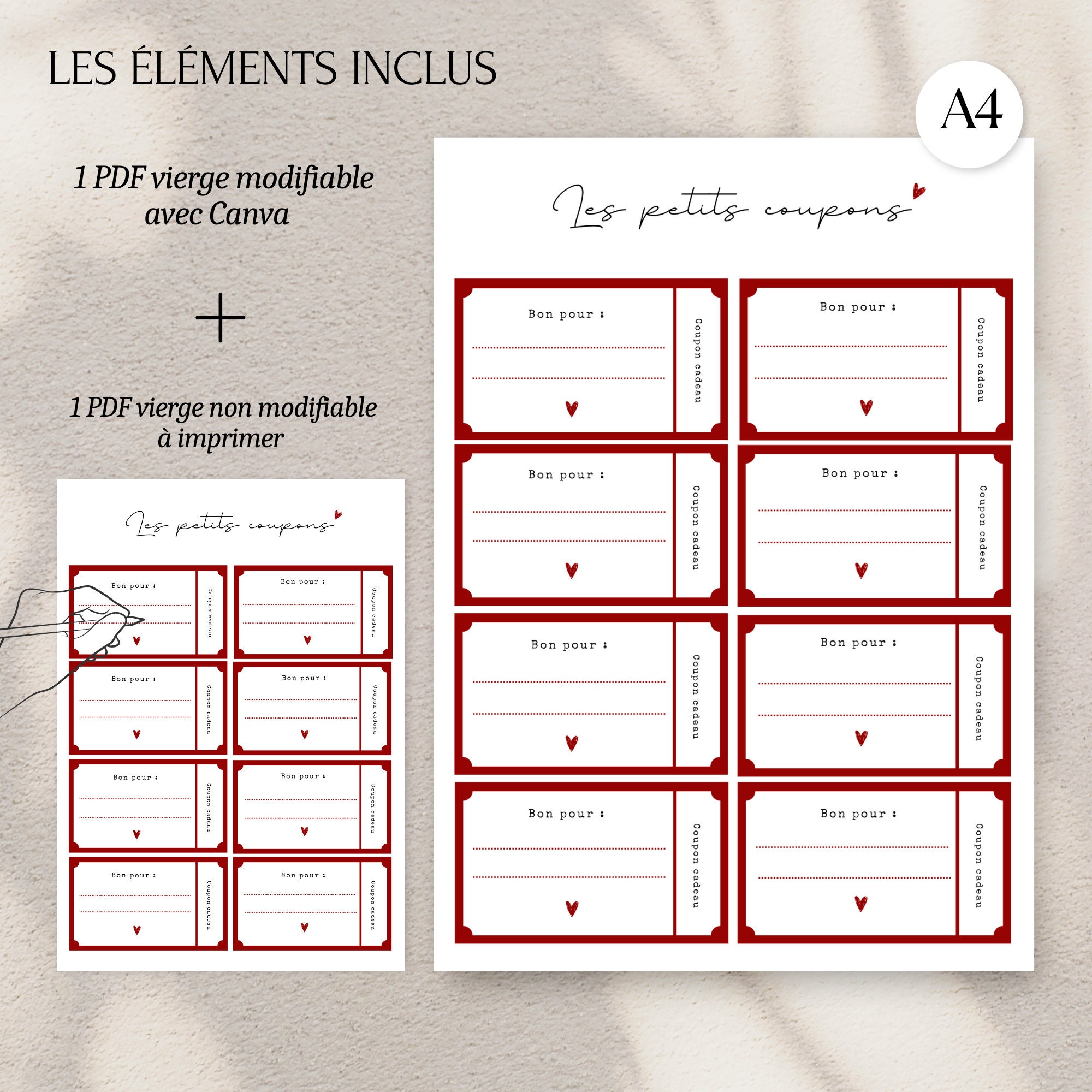 Voucher for Printing at Home, in French, Gift Coupons, Gift Vouchers ...