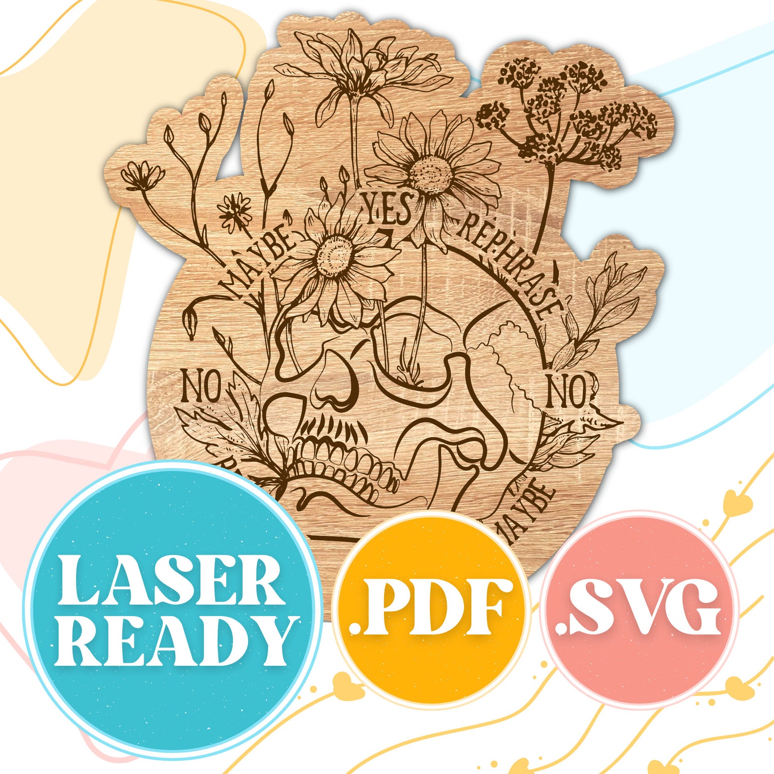 Floral Skeleton Pendulum Board Laser Cut File, DIY, Silhouette, Cameo ...