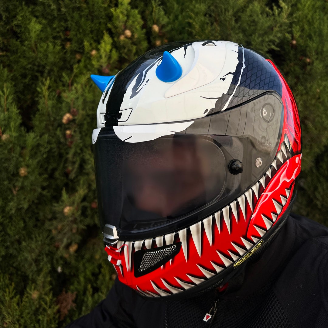 Blue Helmet Horns Helmet Accessories Motorcycle Helmet Devil Horns ...