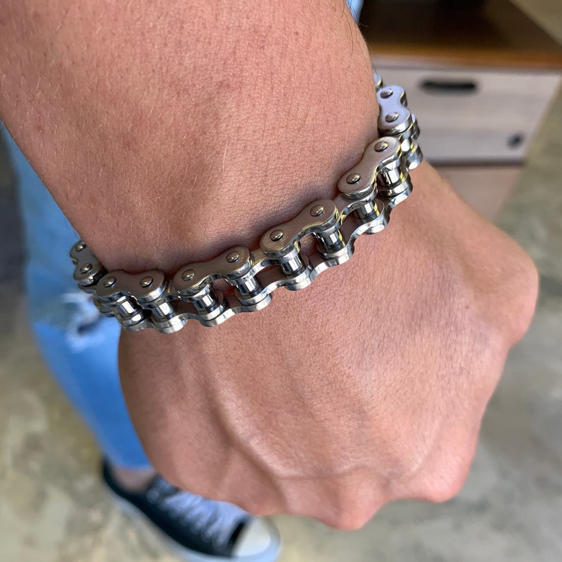 Motorcycle Chain Bracelet Steel, Gift for Biker, Biker Bracelet, Biker ...