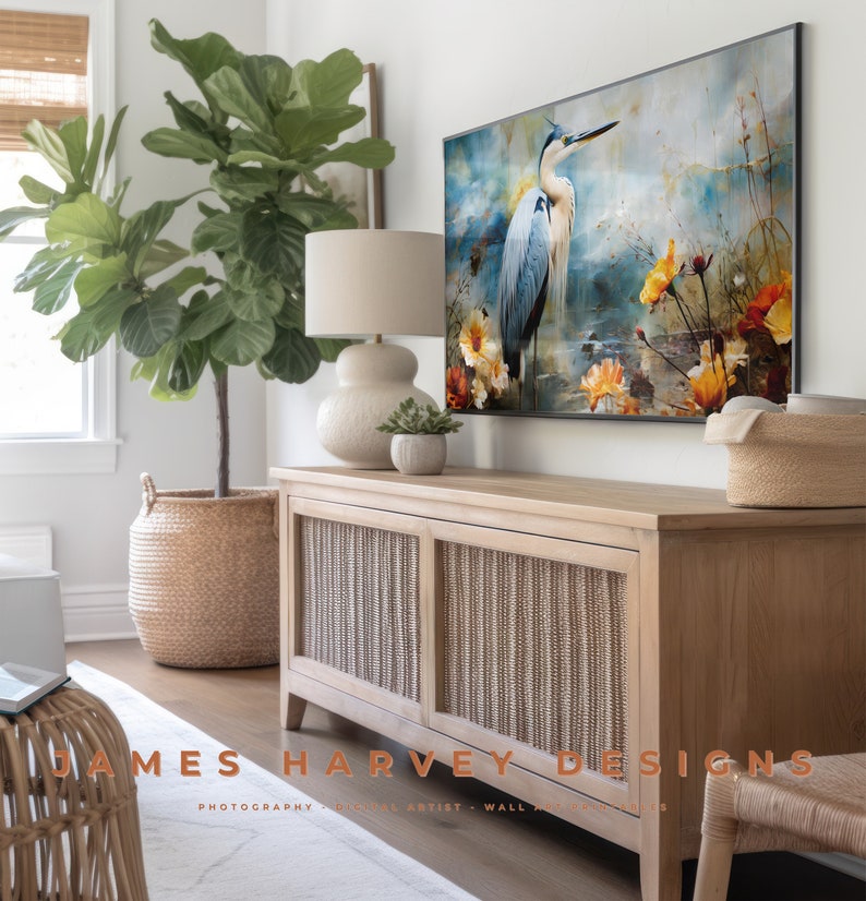 Frame TV Art | Heron | Samsung TV Art | Wall Art | Digital Download ...