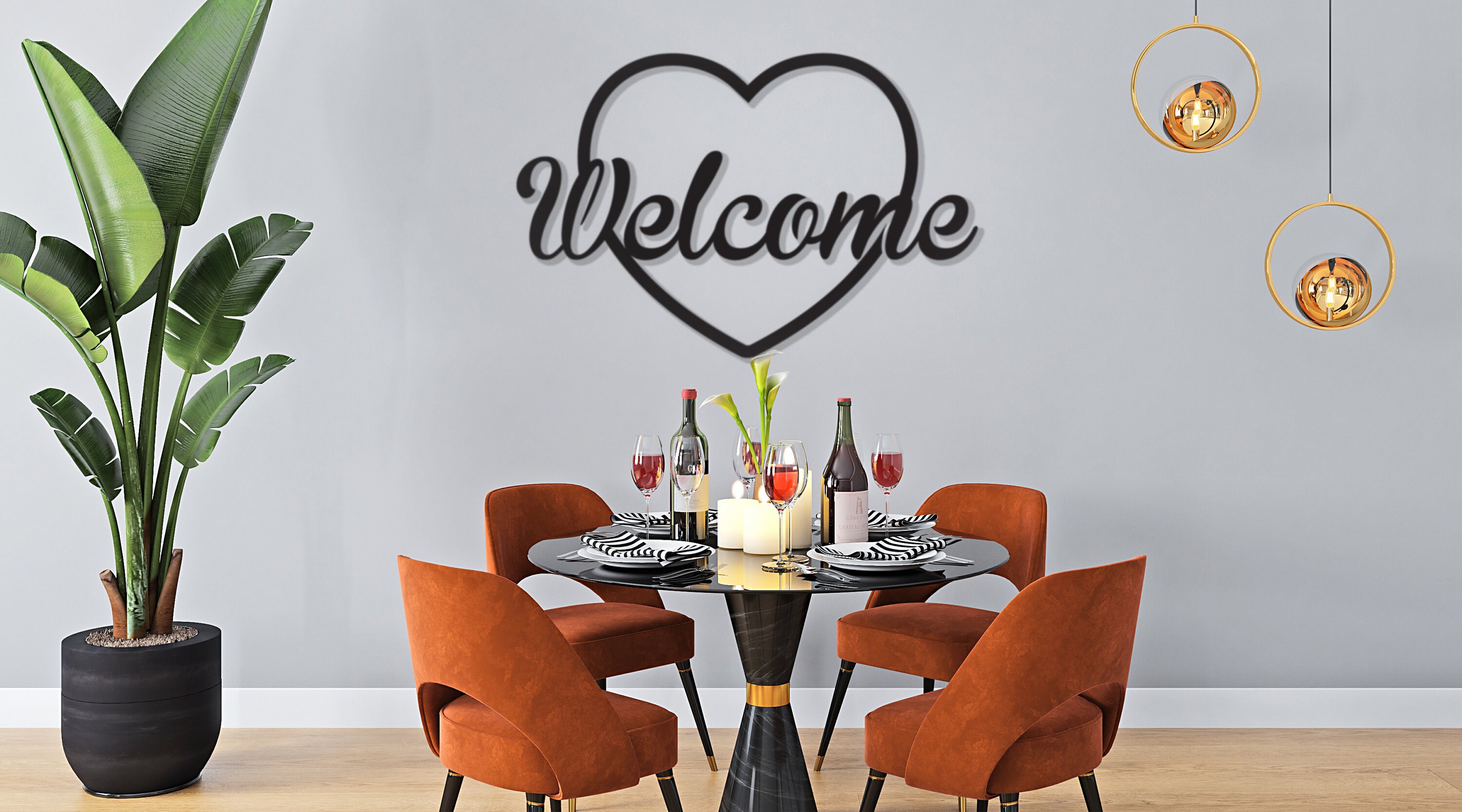 Welcome Sign With Heartl Detail, Powder Coated | Front Door Sign ...