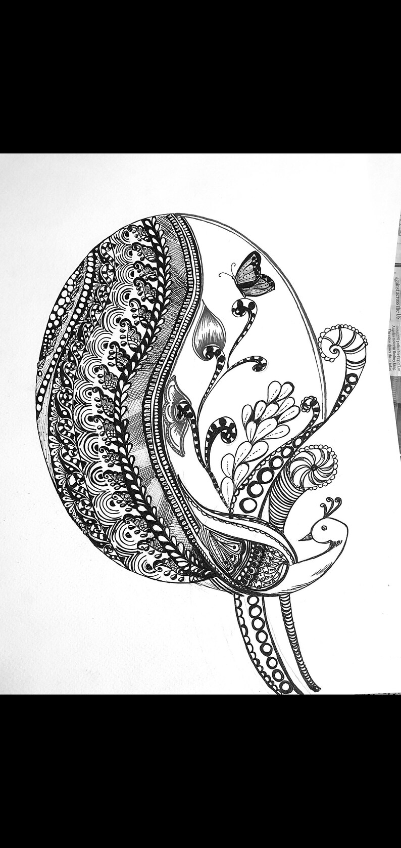 Peacock Zentangle Art - Etsy