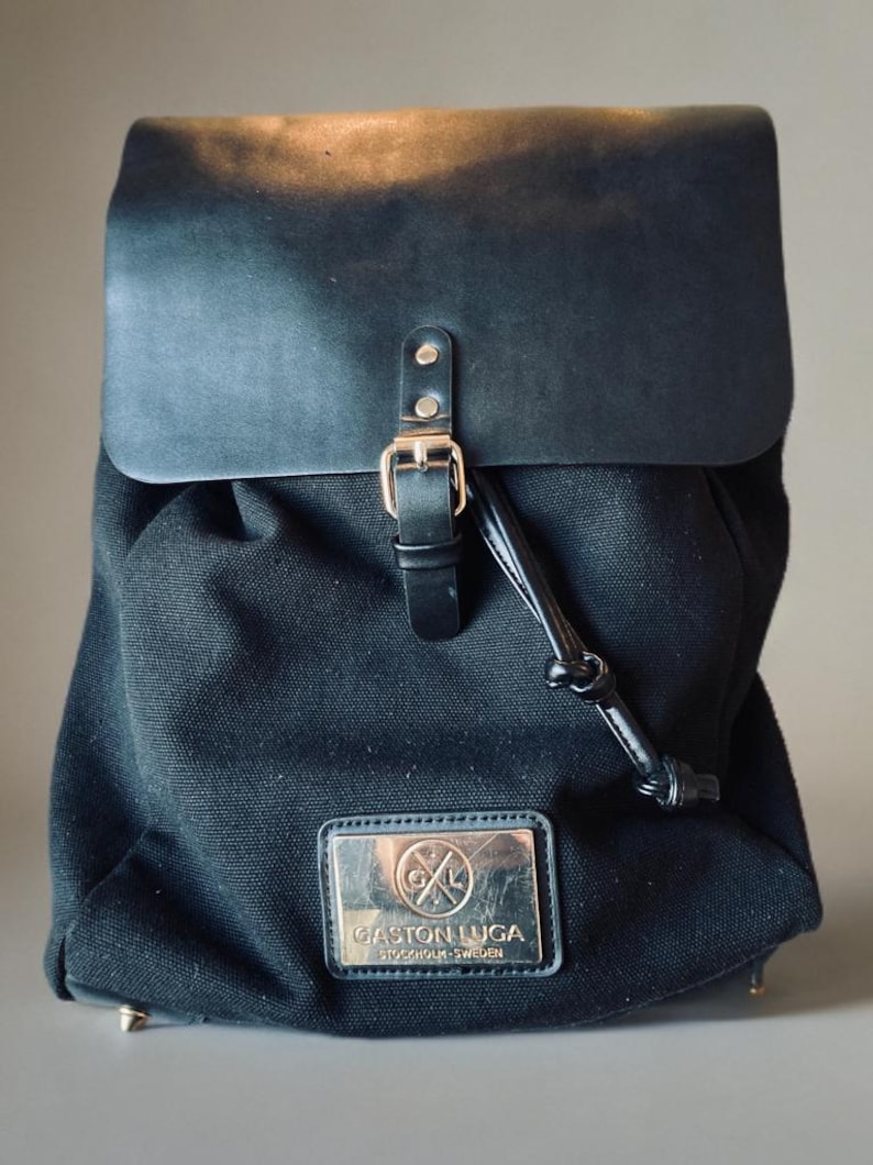 Gaston Luga Vintage Backpack, Chic Black Backpack, Faux Leather Bag ...