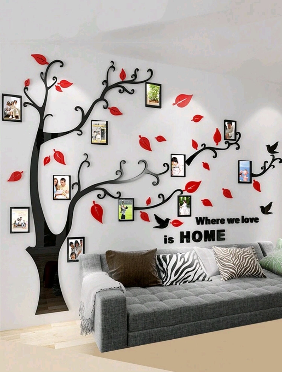 Wall Stickers Photo Frame Tree 3D Acrylic Wall Decals for Sofa TV ...