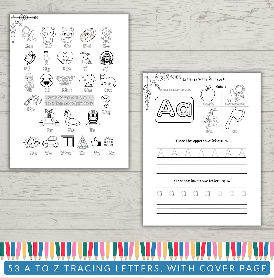 52 Printable Uppercase, Lowercase Alphabet Tracing Worksheets, Fine ...
