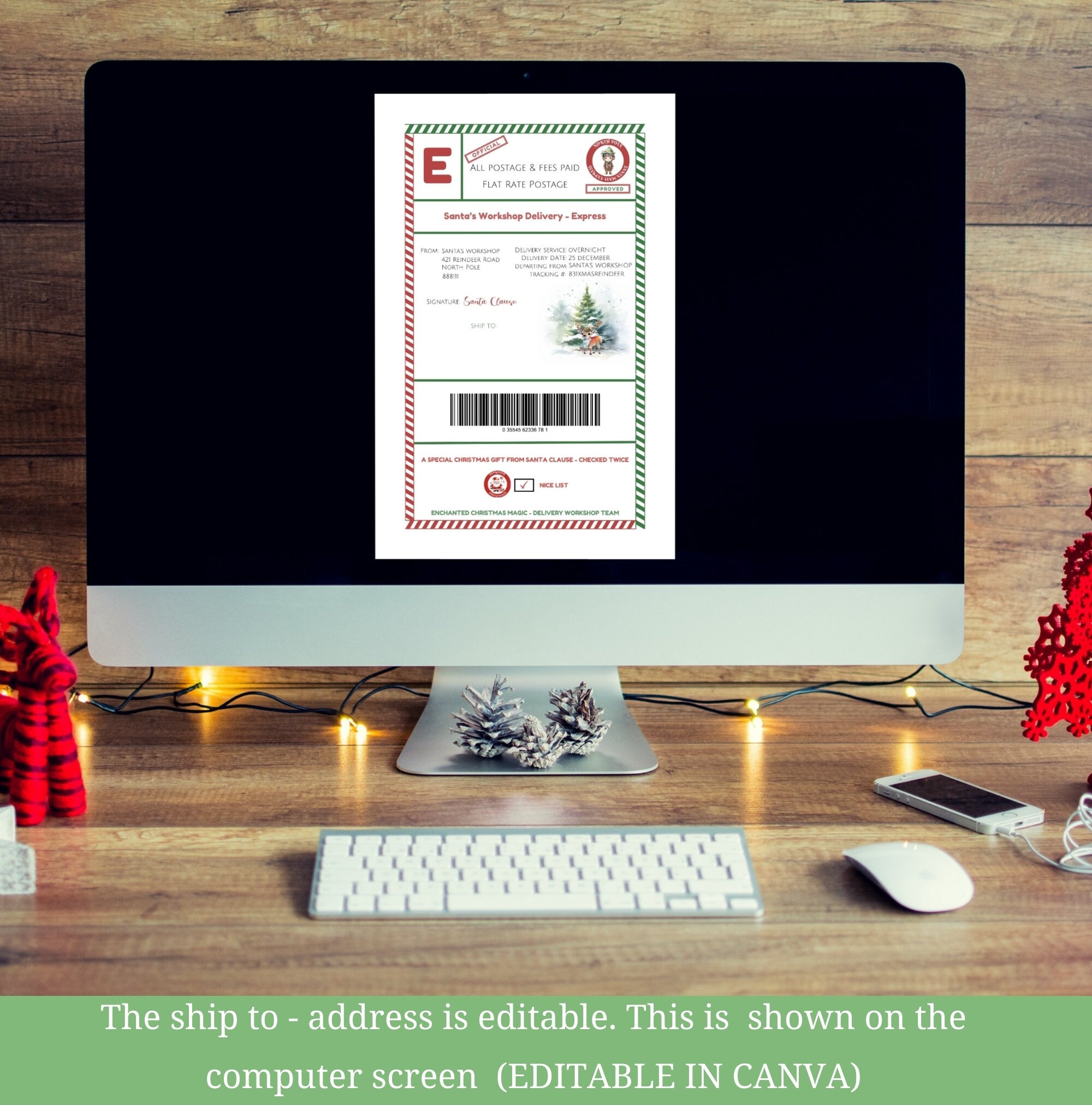 Editable in Canva, Santa Shipping Label, Kids Christmas Gifts ...