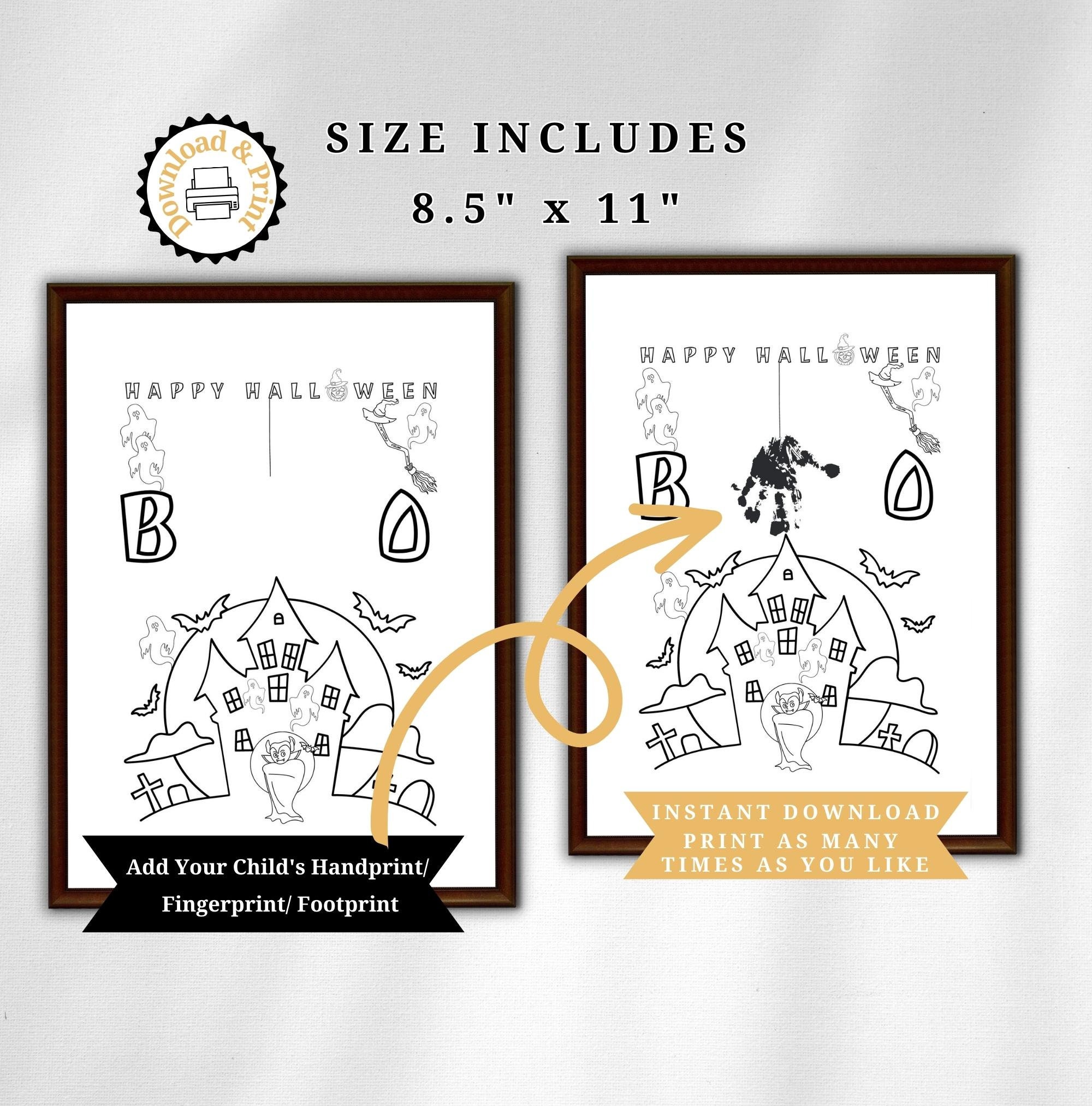 Halloween Handprint, Footprint Fingerprint Craft, Baby Keepsake ...