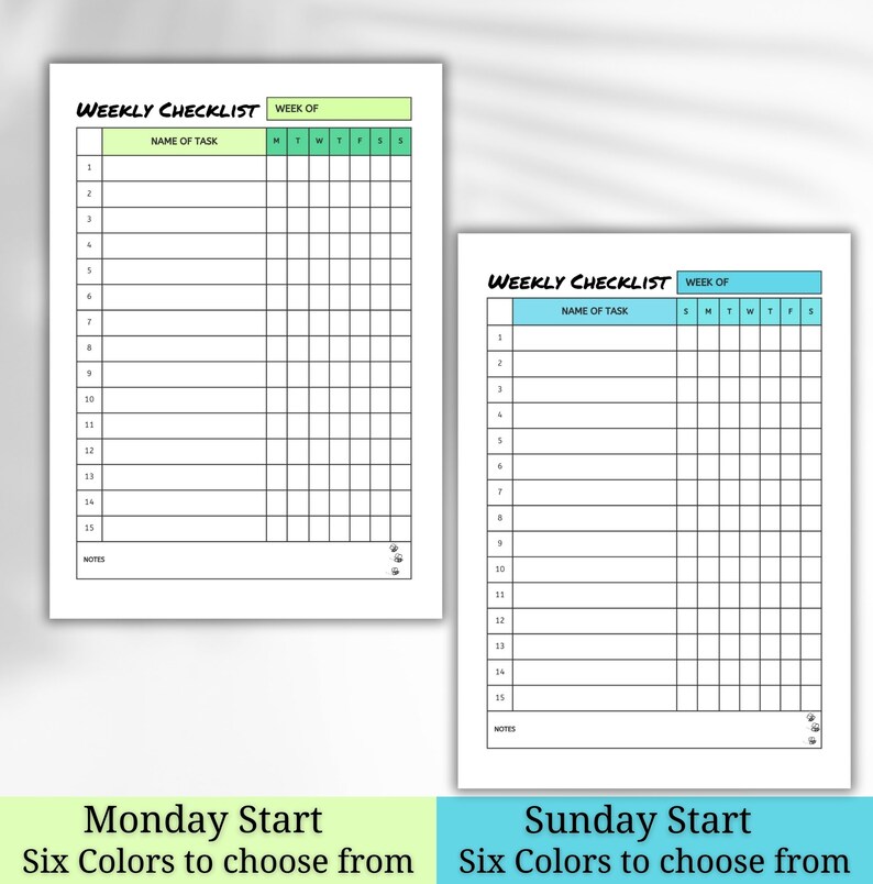 Weekly Checklist PDF, Daily Routine, Daily Task Checklist, Weekly to Do ...