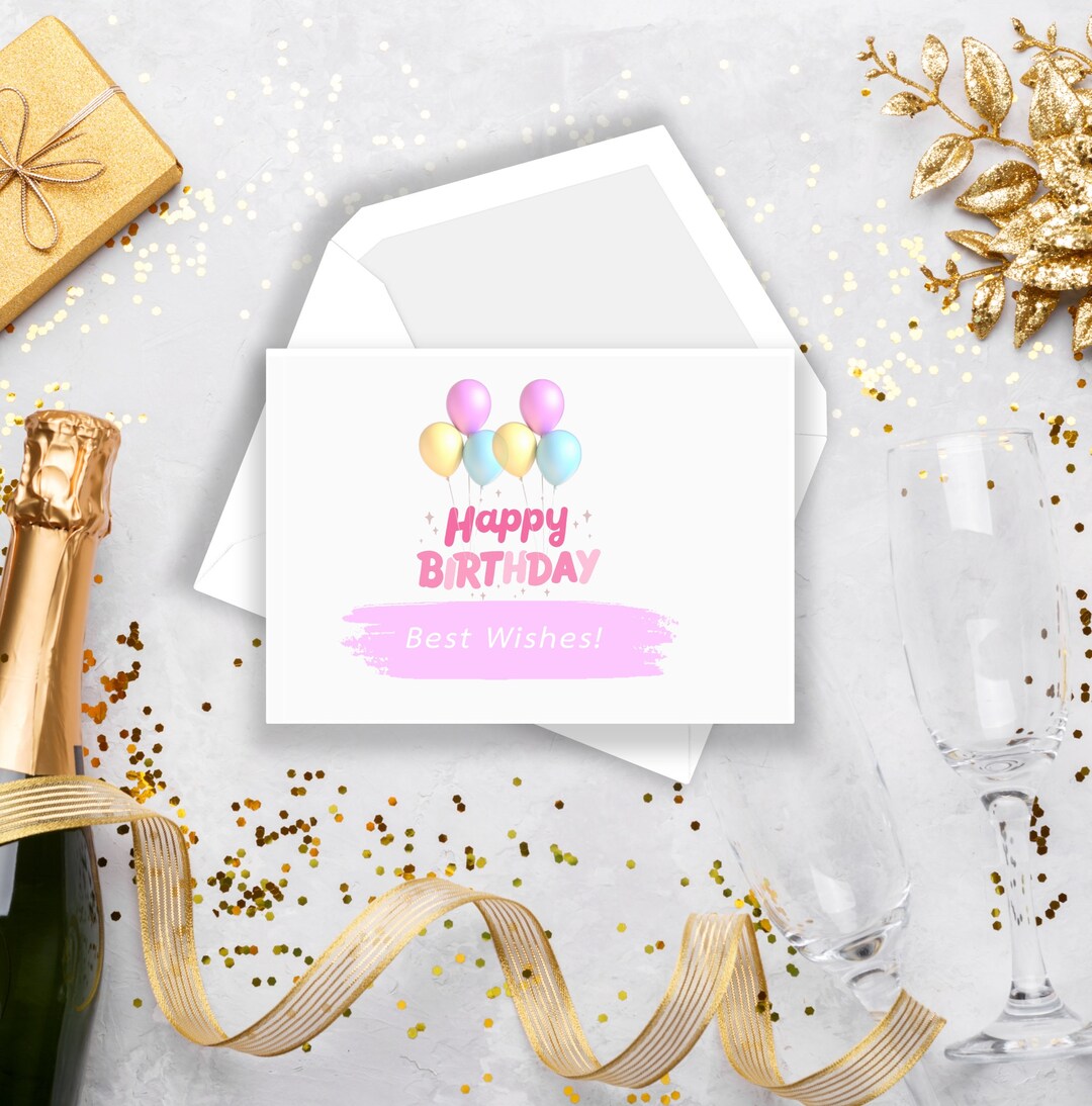 Printable Happy Birthday Notecard/ Greeting Card/ Best Wishes/ Instant ...