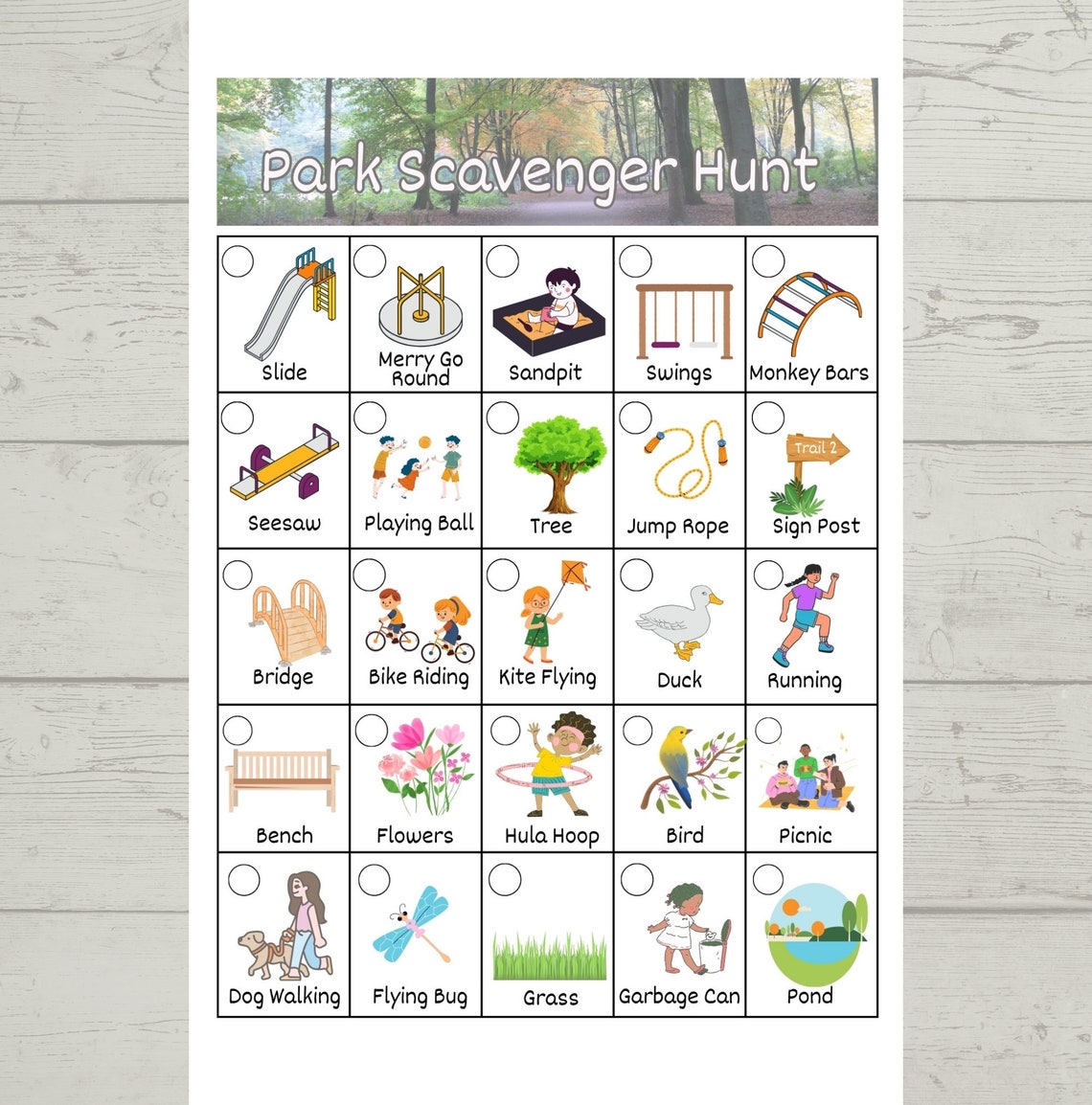 Park Scavenger Hunt, Birthday Kids Activity, Bucket List, Outdoor ...