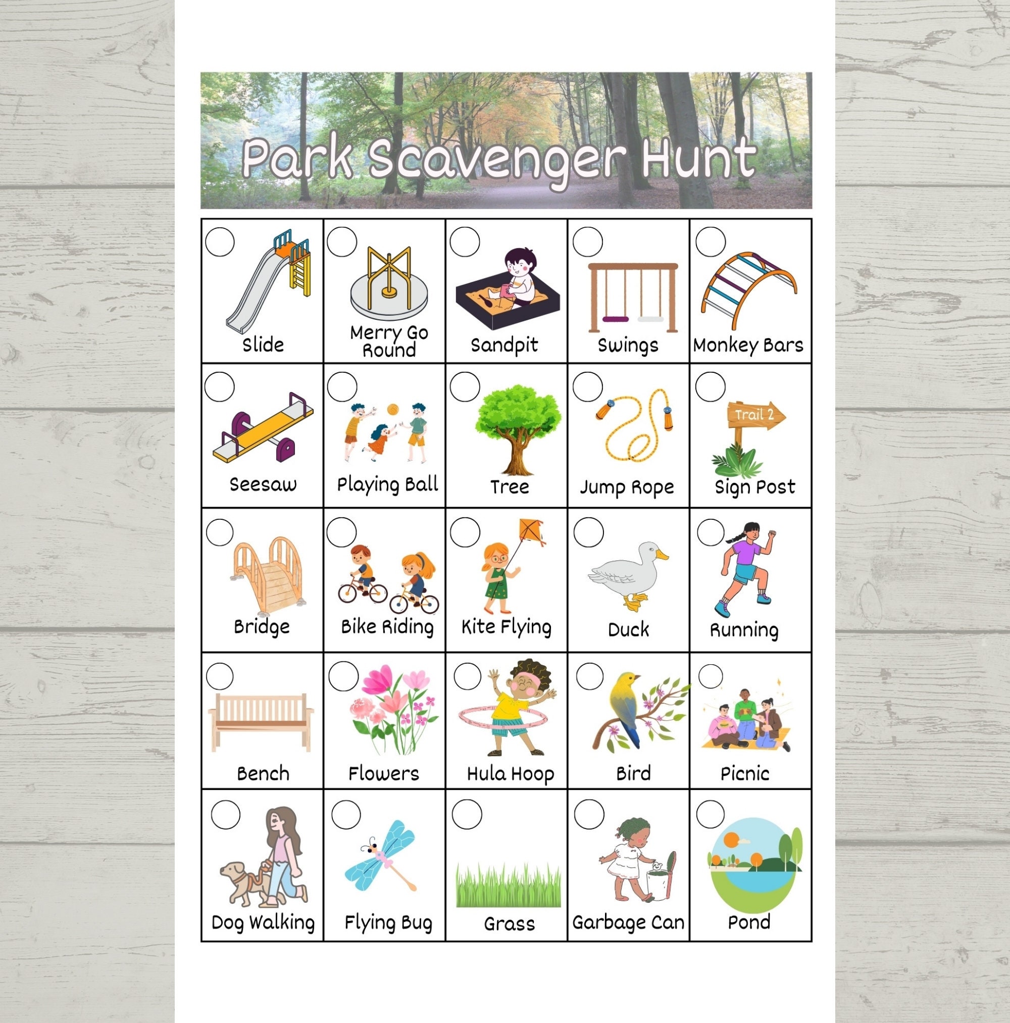 Park Scavenger Hunt, Birthday Kids Activity, Bucket List, Outdoor ...