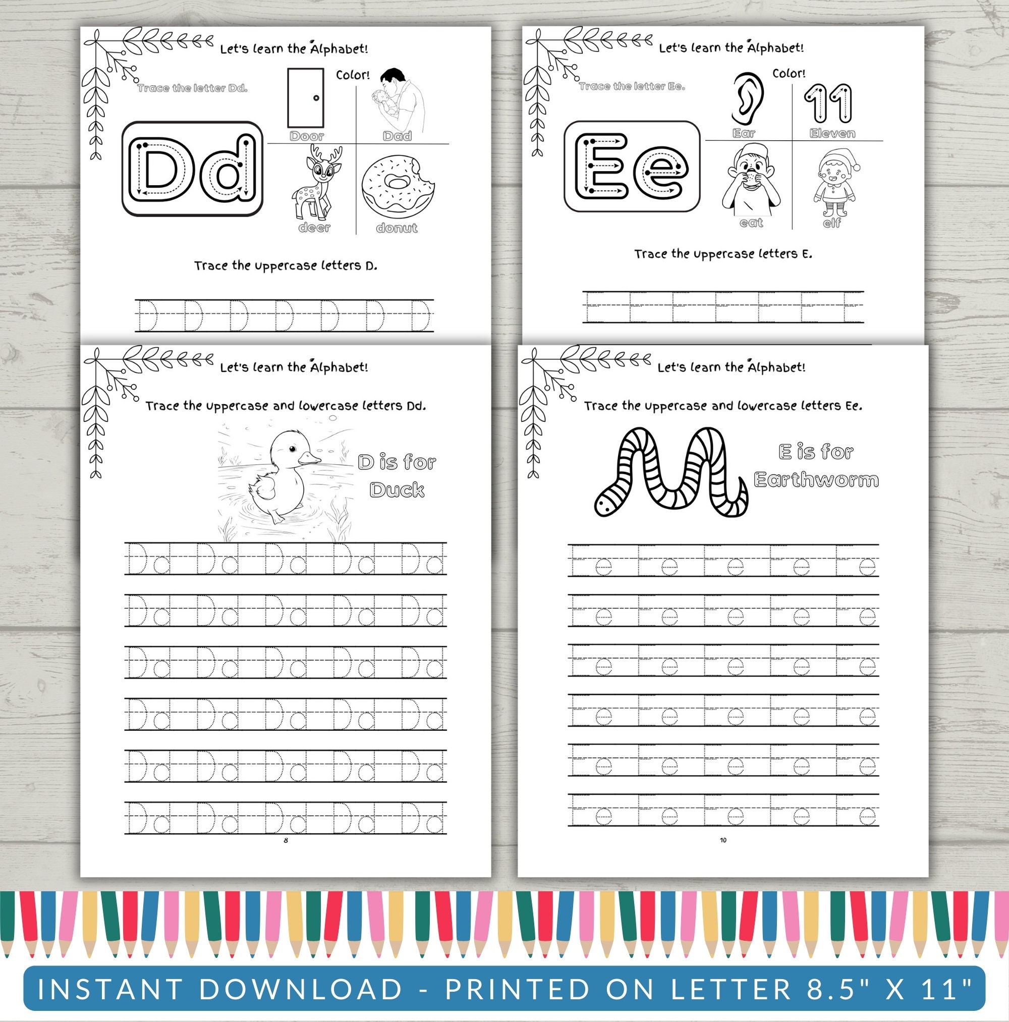52 Printable Uppercase, Lowercase Alphabet Tracing Worksheets, Fine ...