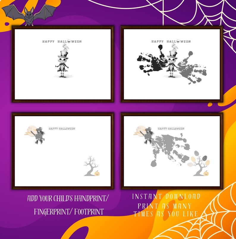 Halloween Handprint, Footprint Fingerprint Craft, Baby Keepsake ...