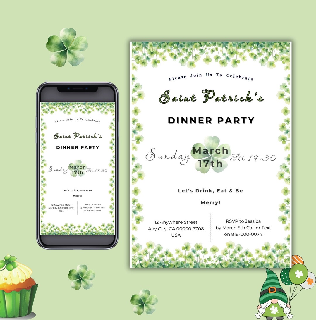 Editable Canva, St Patrick's Day Invite, Saint Patrick's Day ...