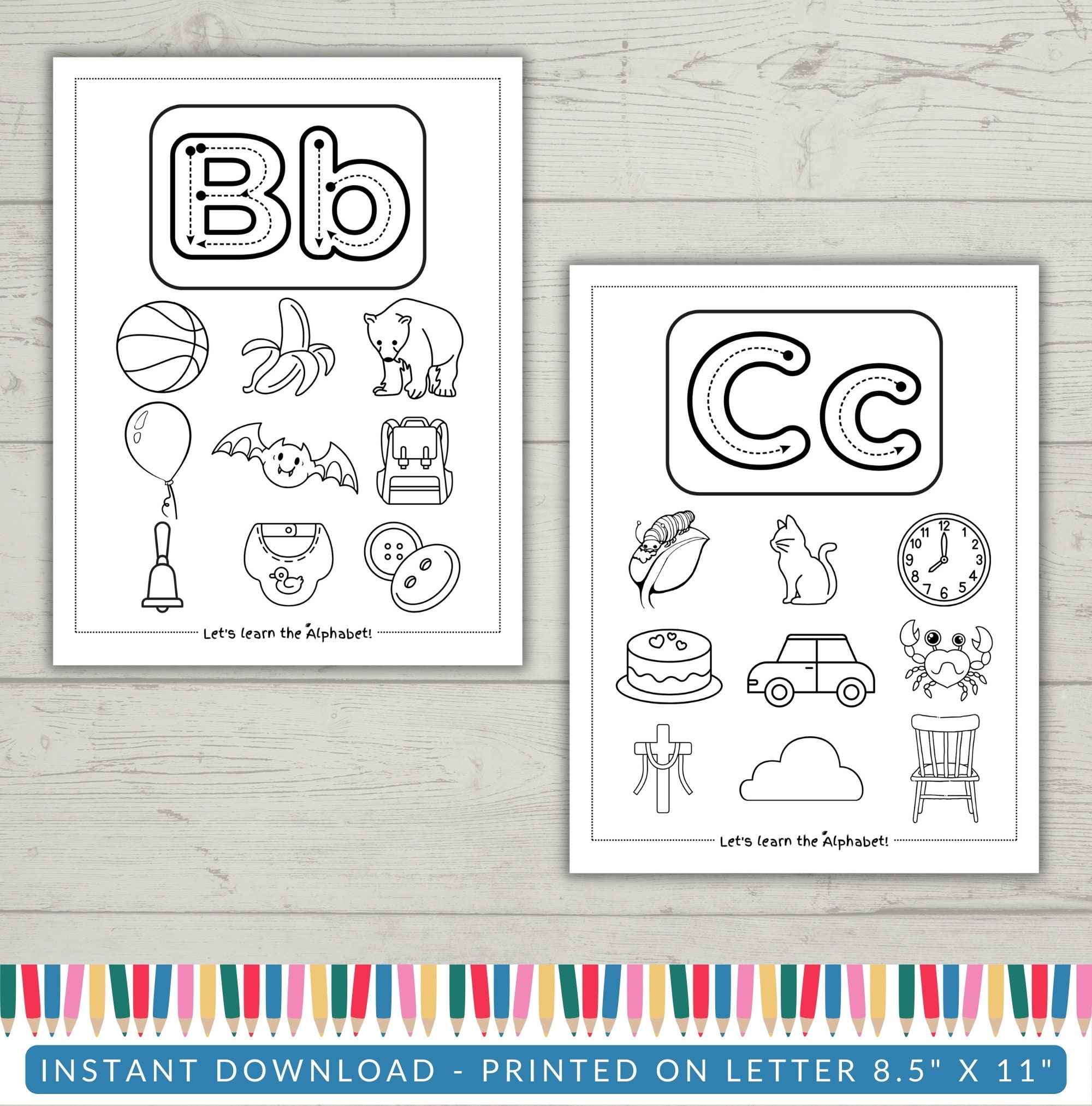 A to Z Alphabet Coloring Page, Printable Alphabet Letters, With ...