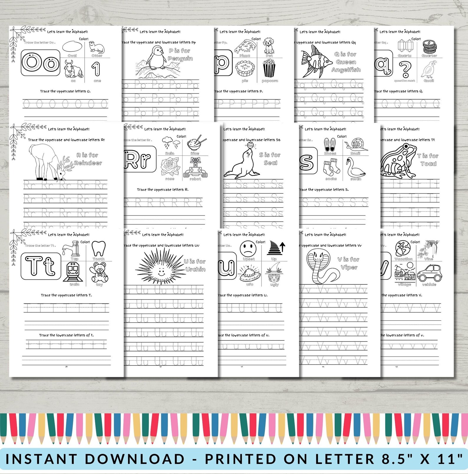 52 Printable Uppercase, Lowercase Alphabet Tracing Worksheets, Fine ...
