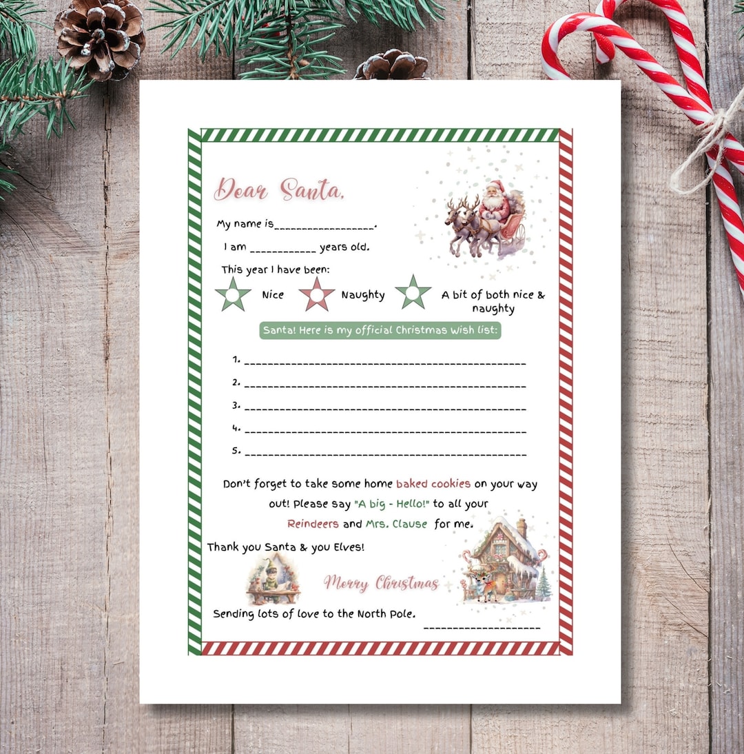 Santa Letter, Letter to Santa, Santa Christmas, Wish List, Dear Santa ...