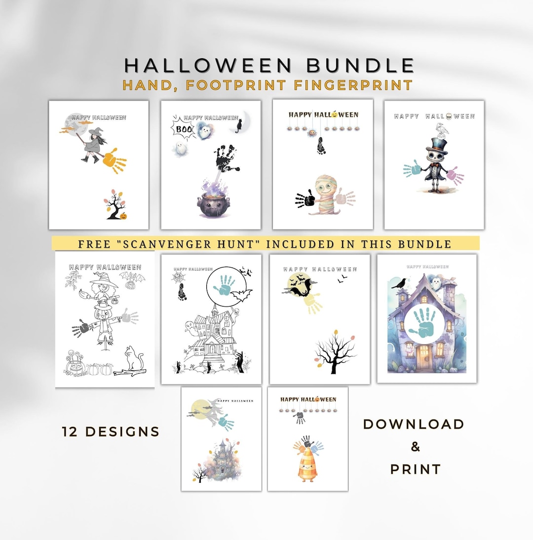 Halloween Handprint, Footprint Fingerprint Craft, Baby Keepsake ...