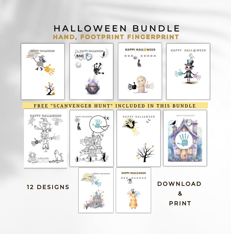 Halloween Handprint, Footprint Fingerprint Craft, Baby Keepsake ...