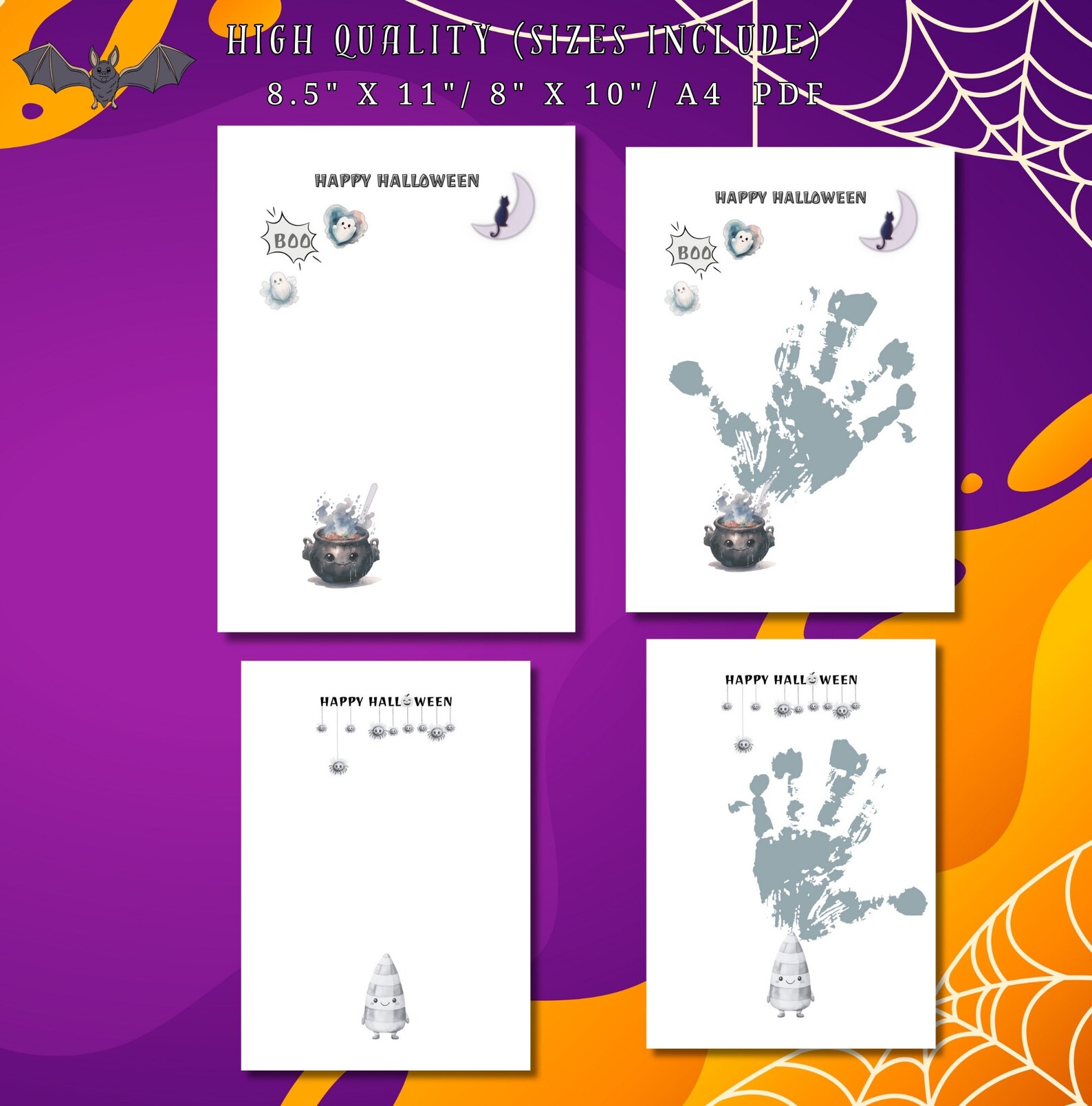 Halloween Handprint, Footprint Fingerprint Craft, Baby Keepsake ...
