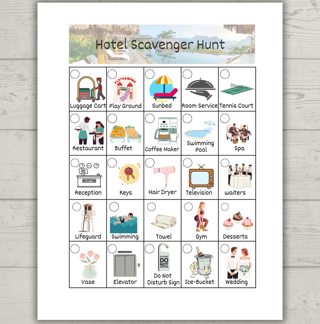 Hotel Scavenger Hunt, Kids Activity Indoor, Treasure Hunt, Family ...