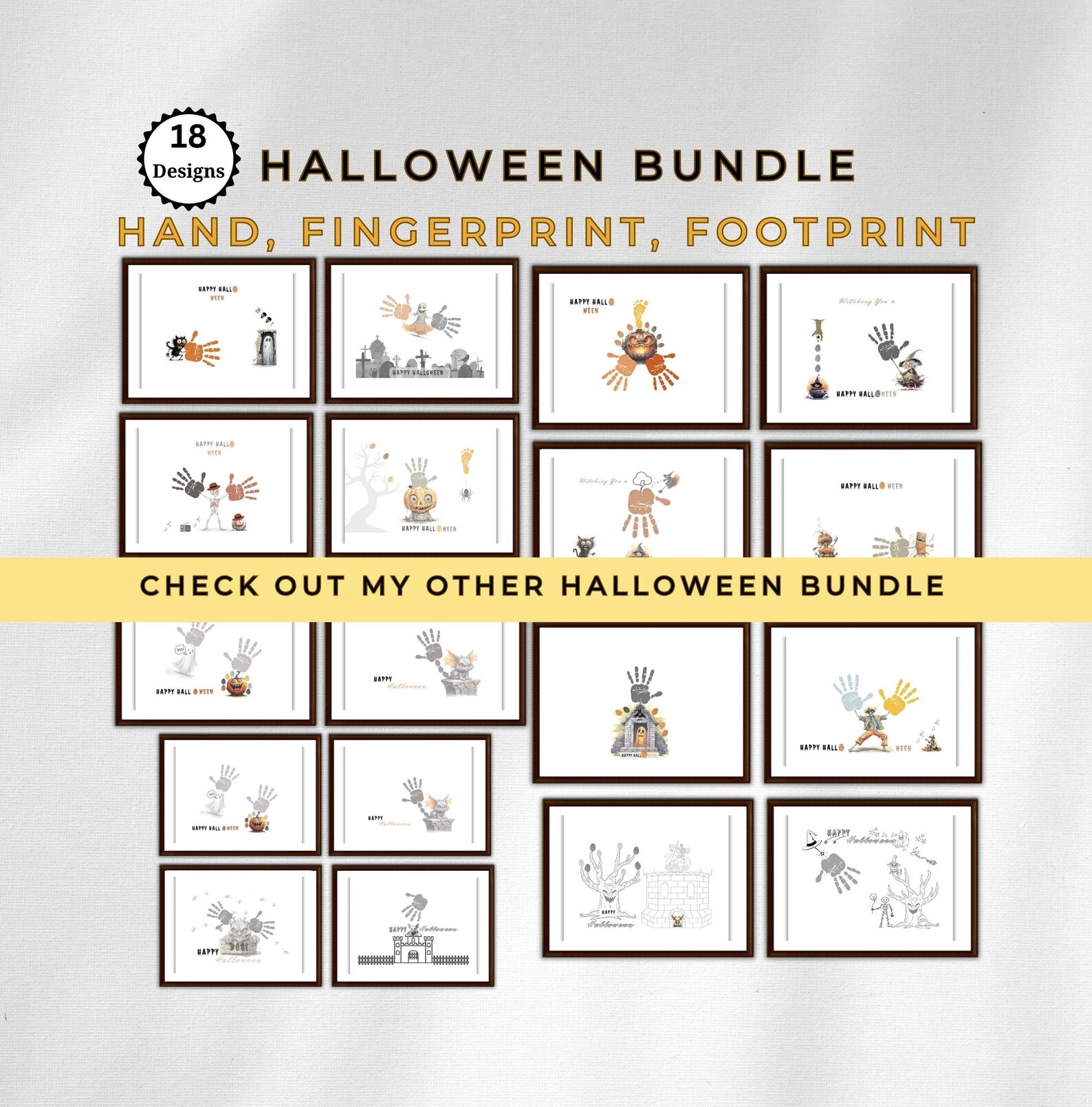 Halloween Handprint, Footprint Fingerprint Craft, Baby Keepsake ...