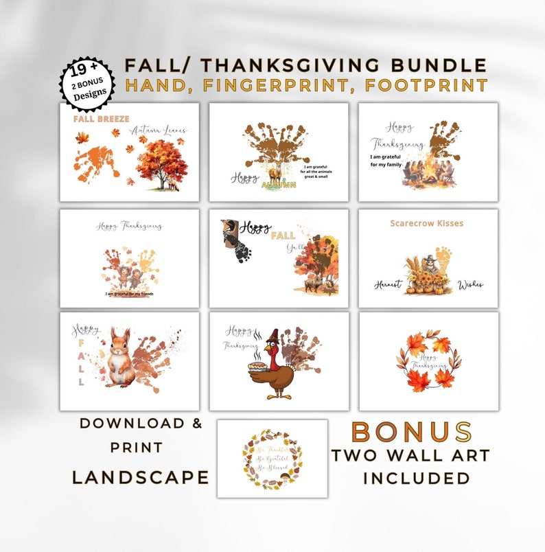 Fall Thanksgiving Bundle, Fall Handprint Craft for Toddlers, Keepsake ...