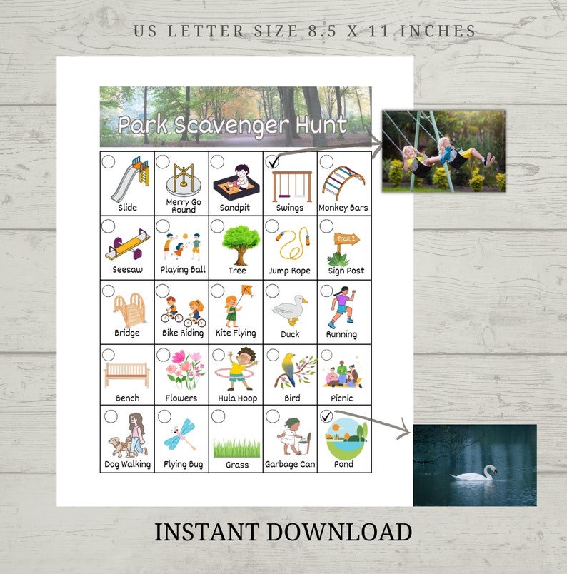Park Scavenger Hunt, Birthday Kids Activity, Bucket List, Outdoor ...