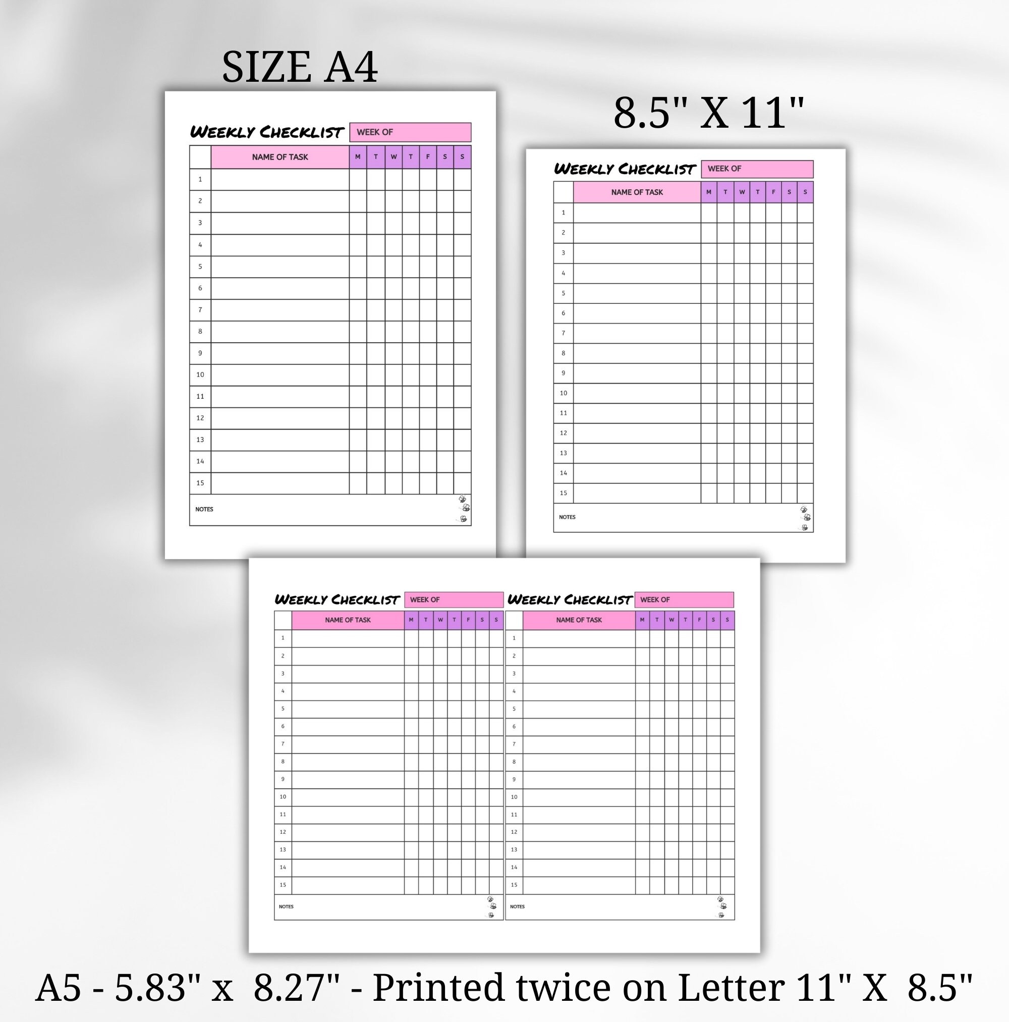 Weekly Checklist PDF, Daily Routine, Daily Task Checklist, Weekly to Do ...