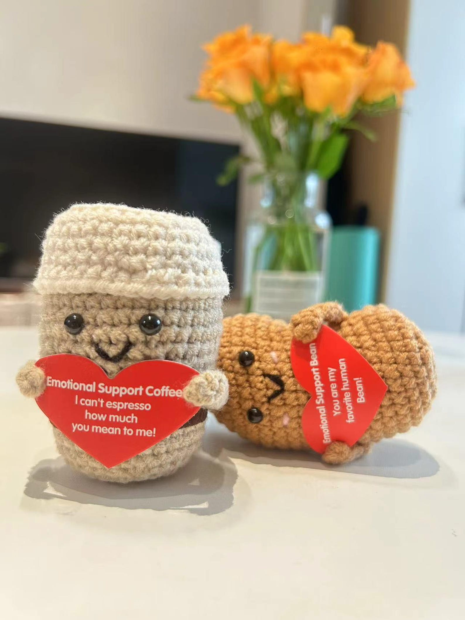 Emotional Support Coffee Beans Crochet Motivational Gifts Birthday ...