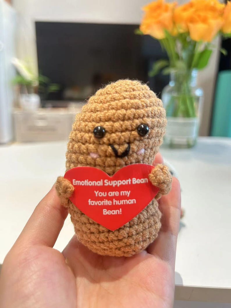 Emotional Support Coffee Beans Crochet Motivational Gifts Birthday ...