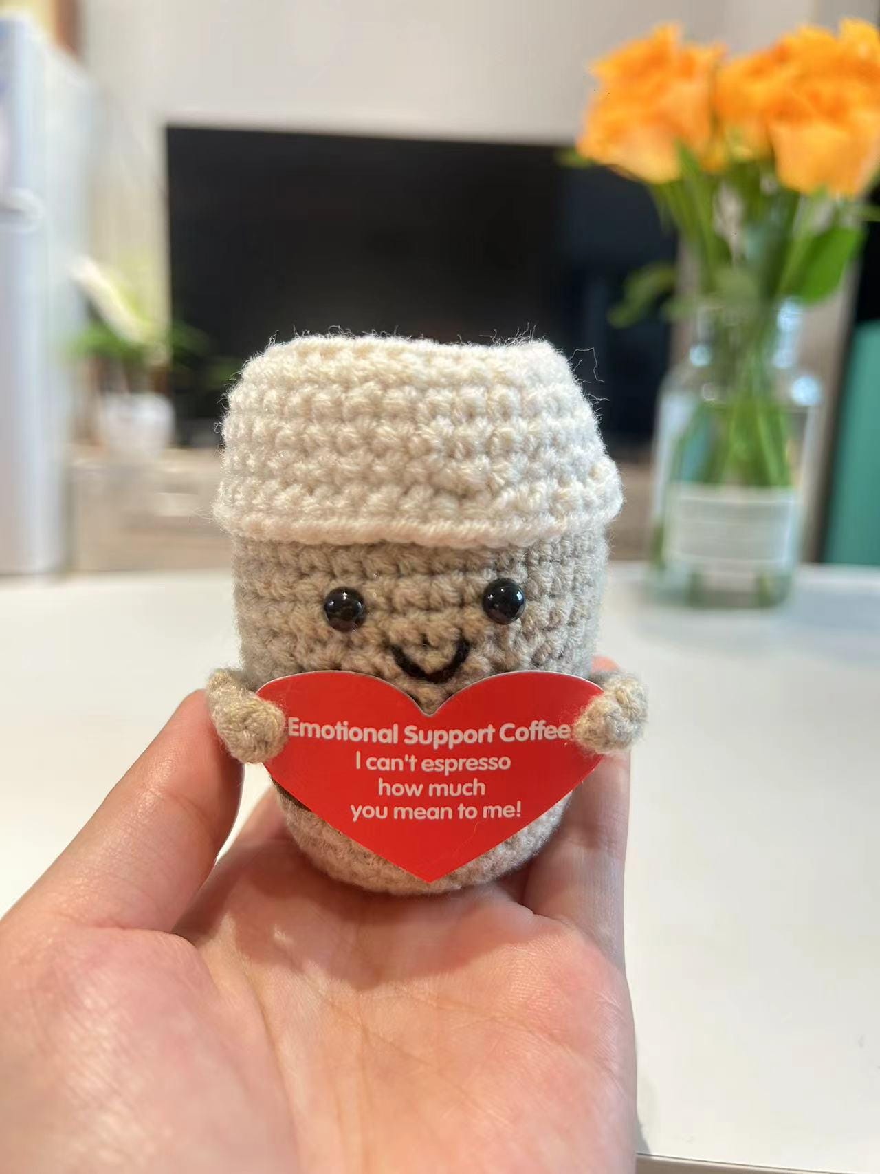 Emotional Support Coffee Beans Crochet Motivational Gifts Birthday ...