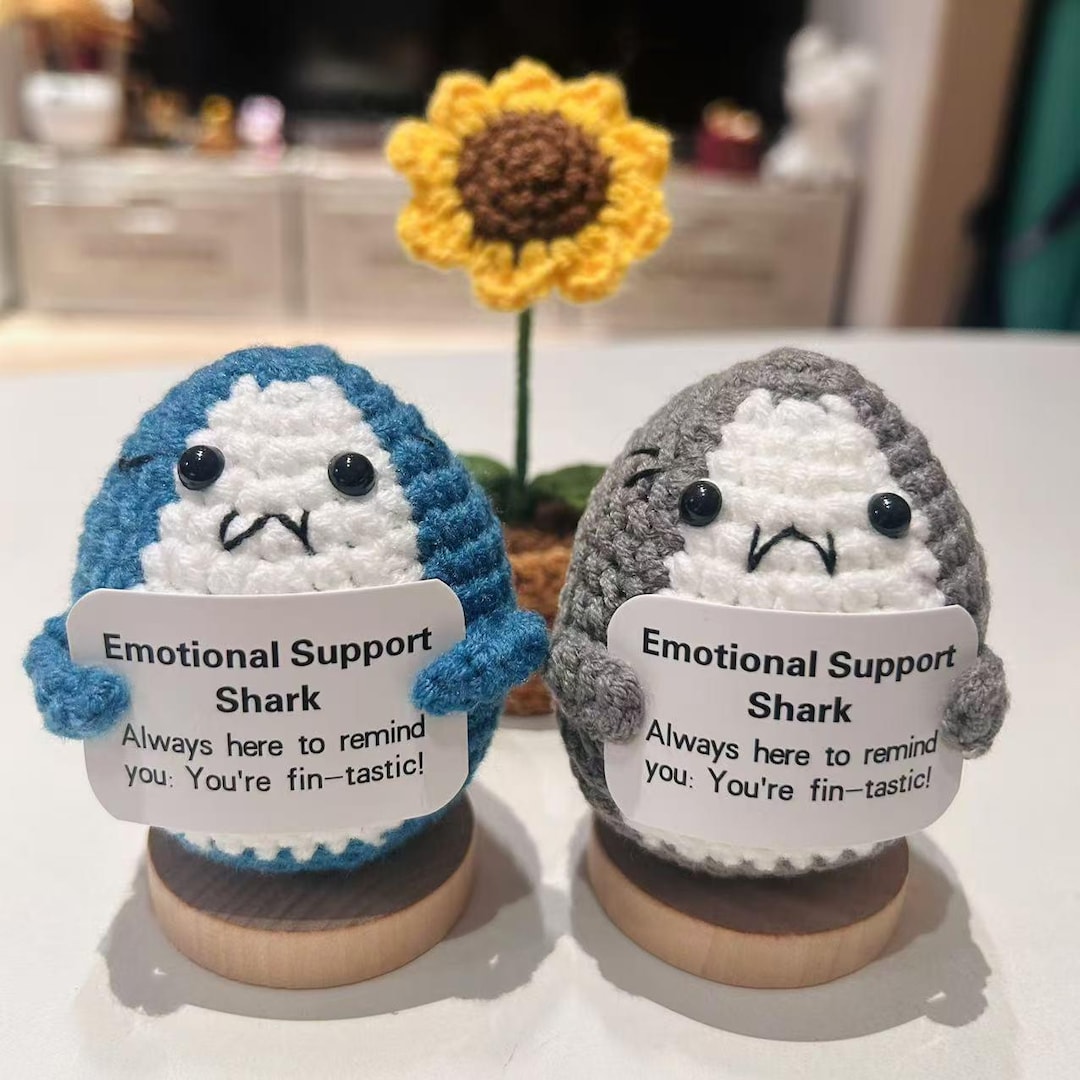 3PCS Emotional Support Gift Set Crochet Sunflower Crochet Shark ...