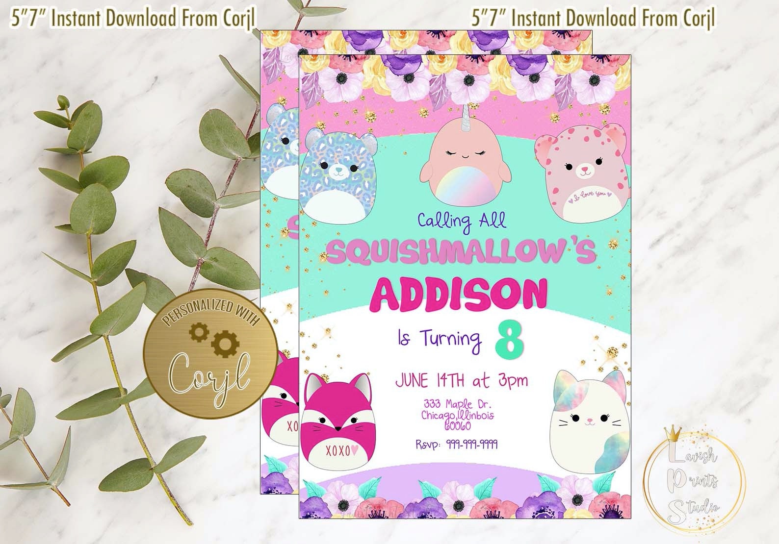 Squishmallow Birthday Invitation, Squishy Invitation,customizable ...