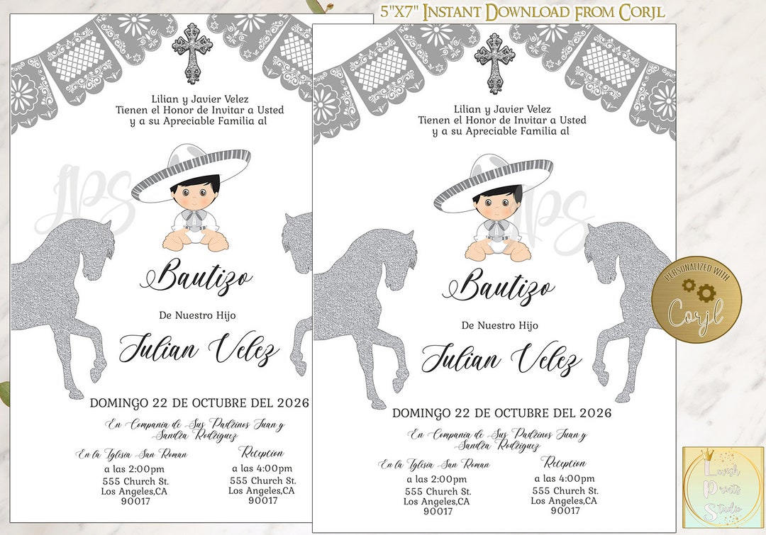 Charro Invitation,mexican Theme Invites,spanish Baptism, Charro Theme ...