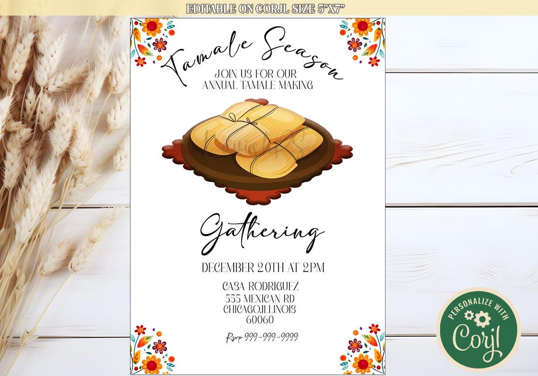 Tamalada Invitation, Tamales Tis the Season Invite, Invitaciones ...