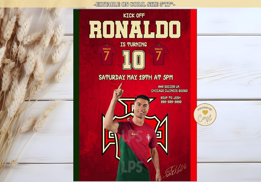 Ronaldo Birthday Invitation, Cristiano Ronaldo,cr7 Cristiano Portugal ...