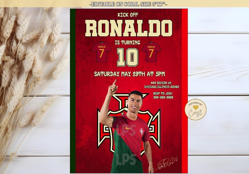 Ronaldo Birthday Invitation, Cristiano Ronaldo,cr7 Cristiano Portugal ...