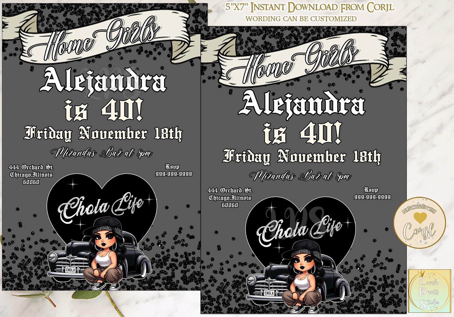 Chola Invitation, EDITABLE, Chola Theme Party Invites, Homegirl Theme ...