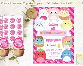 Squishmallow Birthday Invitation, Squishy Invitation,customizable ...