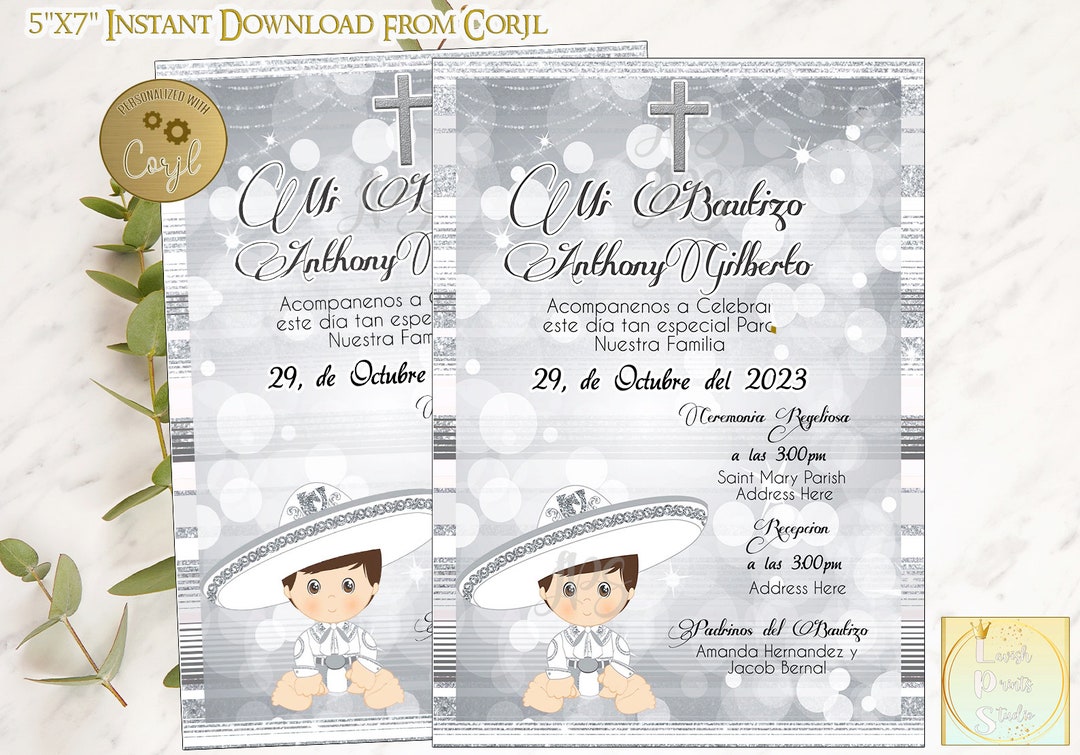 Charro Invitation, Mexican Charro Theme Invites,bautizo Invitation ...