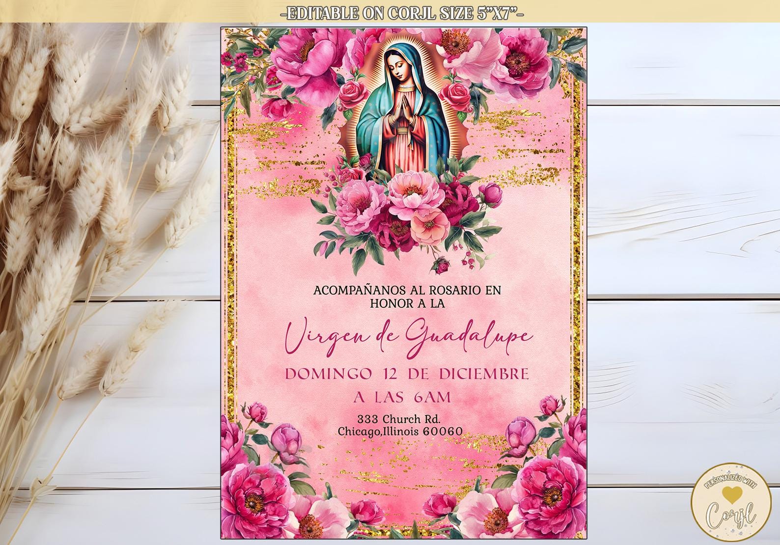 Virgen De Guadalupe Invitation, Editable Virgen María Invitation ...