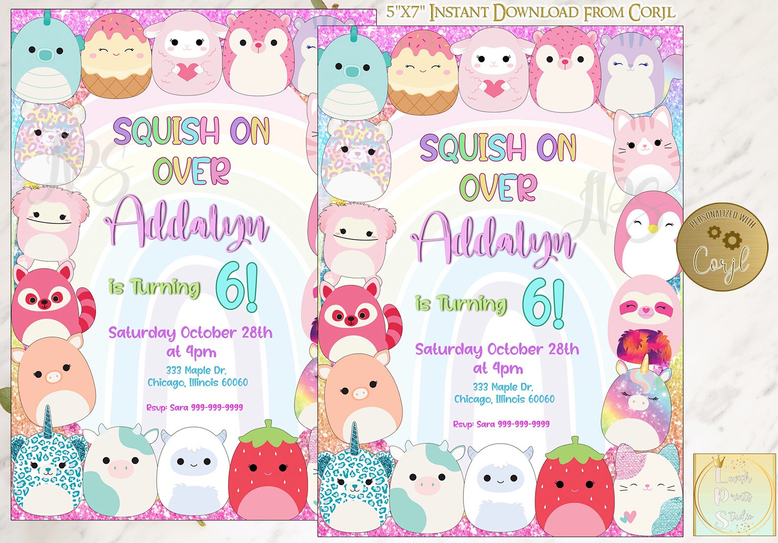 Squishmallow Birthday Invitation, Squishy Invitation,customizable ...