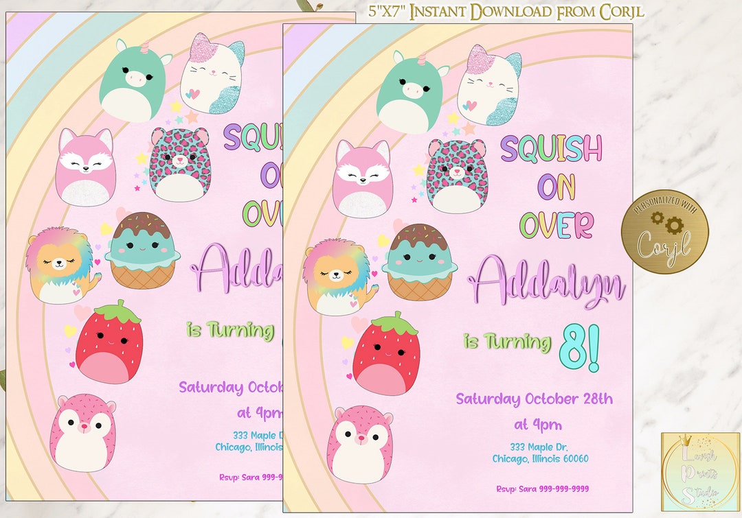 Squishmallow Birthday Invitation, Squishy Invitation,customizable ...